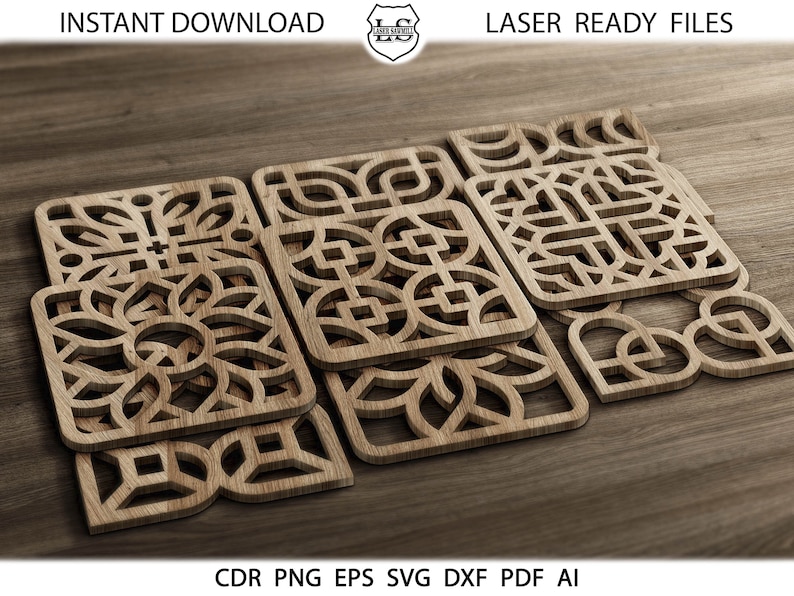 16 Square Coaster Dfx Svg Cdr Eps Coasters for Hot Laser - Etsy