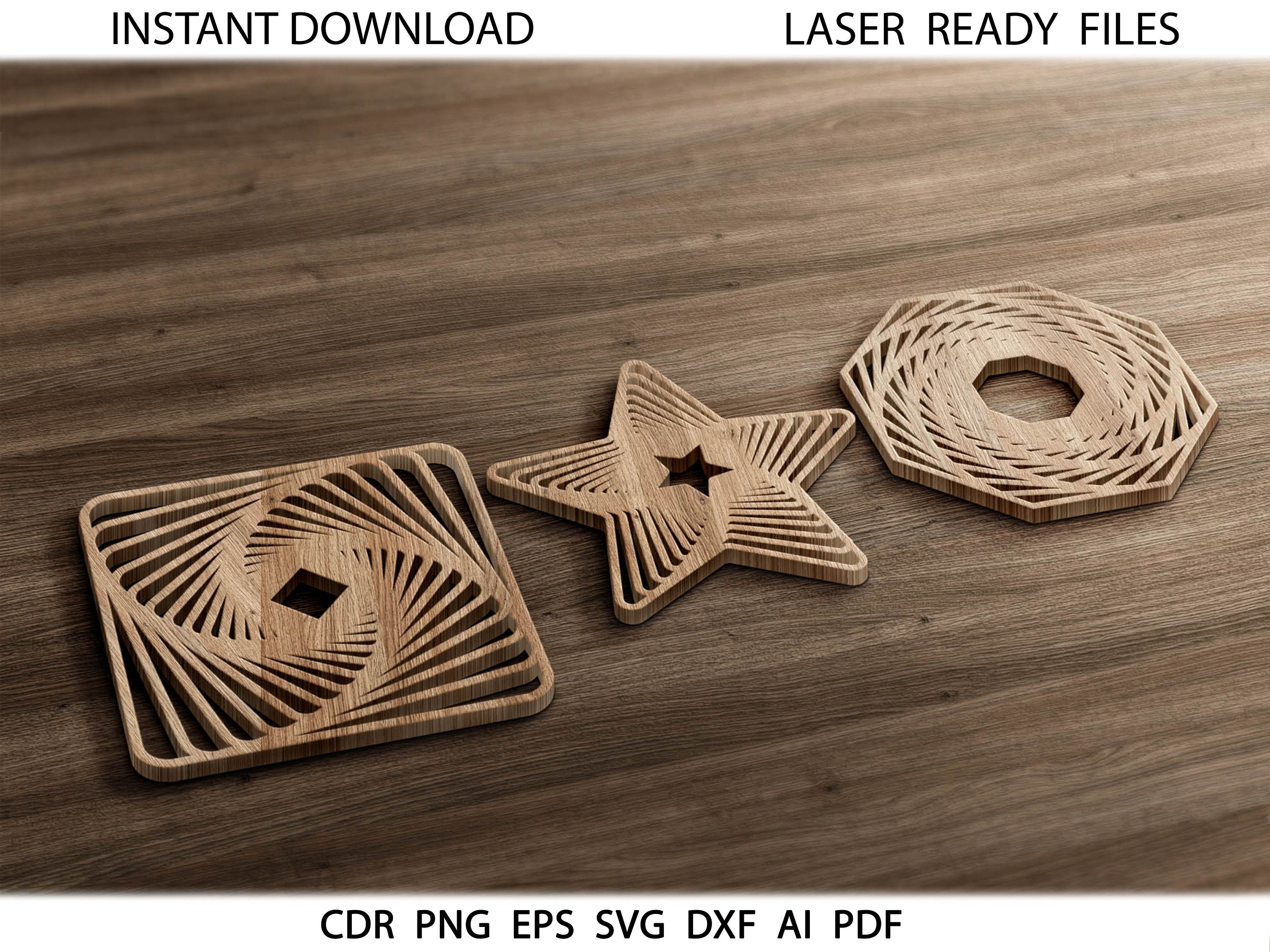 12 Geometric Coasters SVG Hexagon Coasters DXF Eps Coasters - Etsy