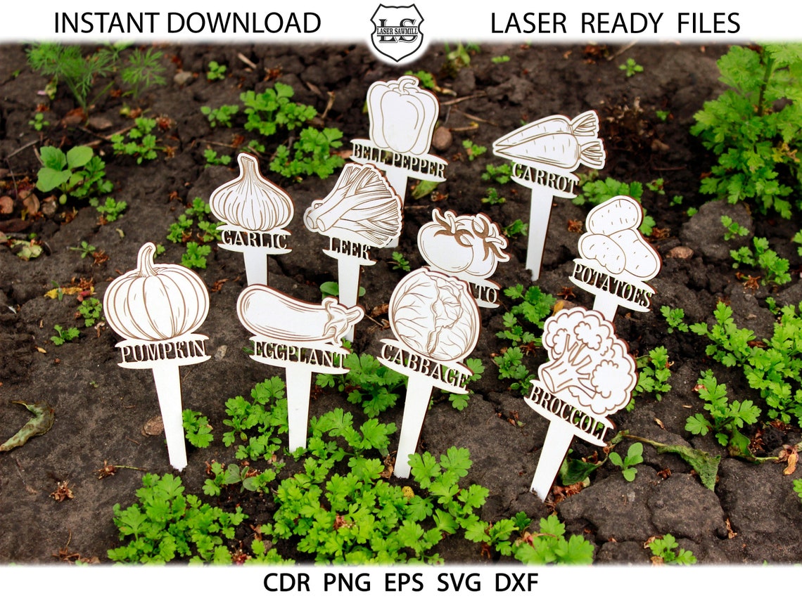 Vegetables Garden Stakes. Laser Cut Files SVG DXF Laser - Etsy
