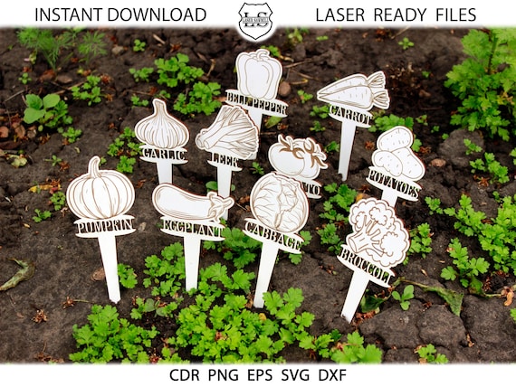 Vegetables Garden Stakes. Laser Cut Files SVG DXF Laser | Etsy UK