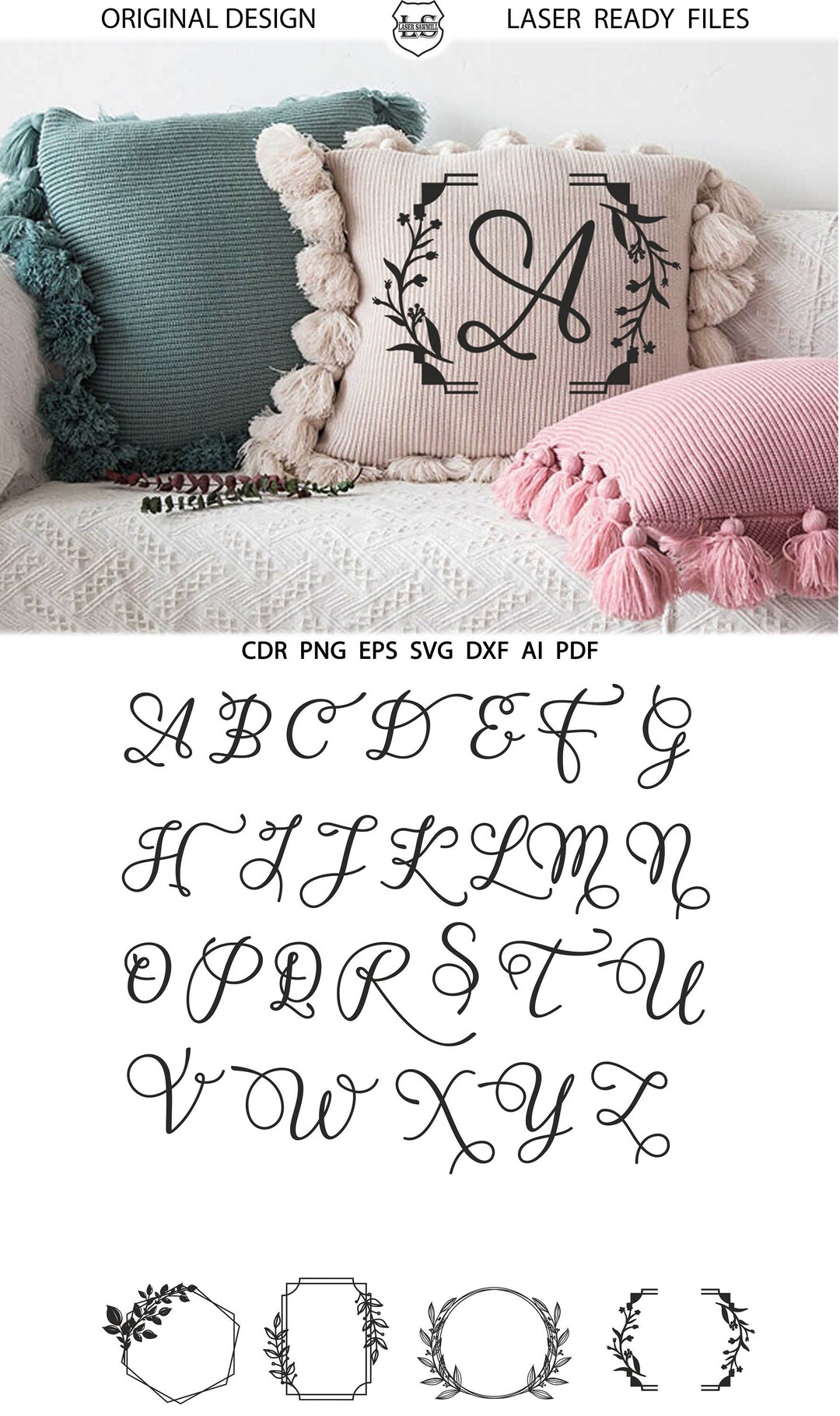 Deco Alphabet SVG Elegant Monogram SVG Dxf Instant Download Letters ...