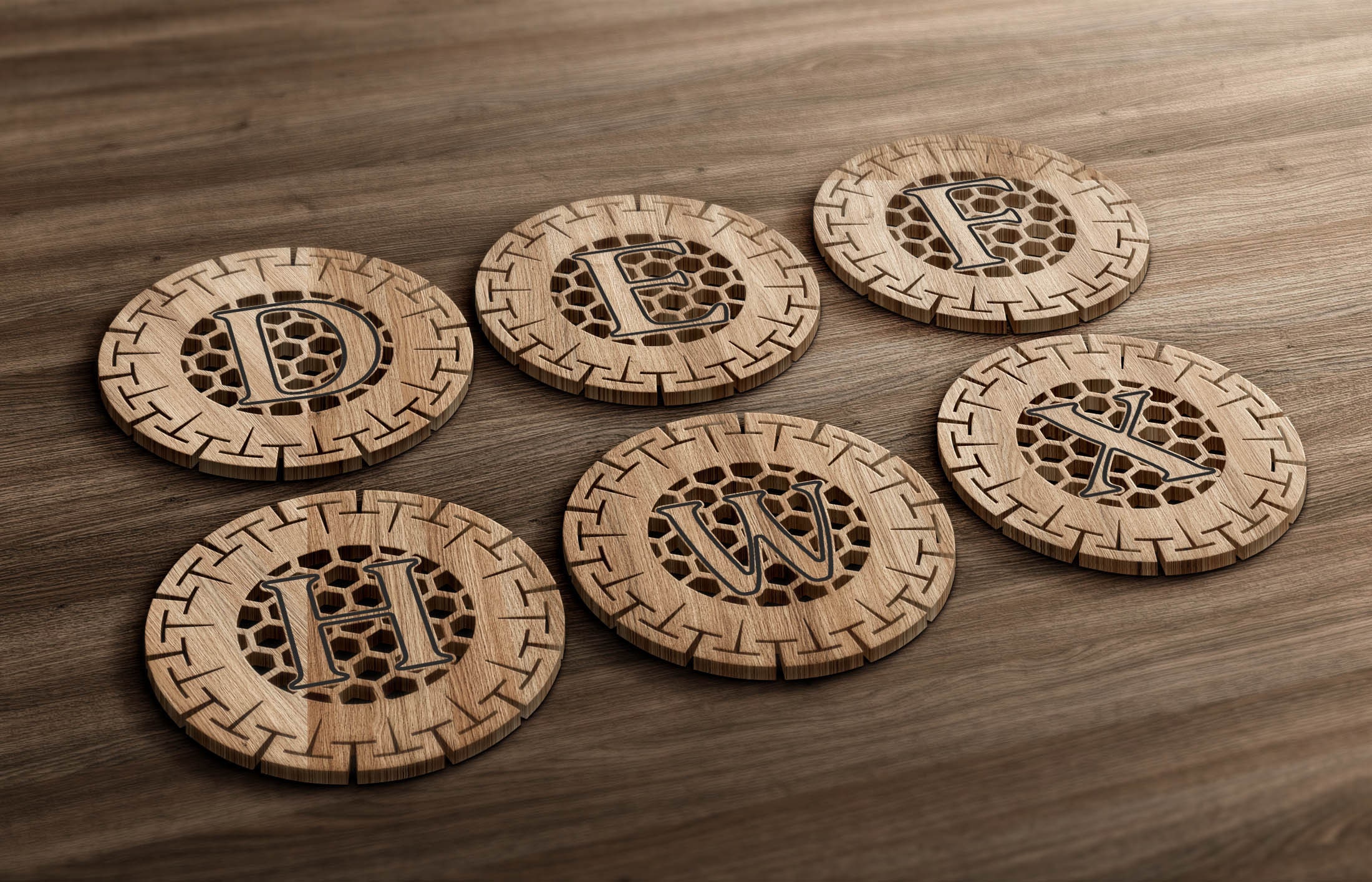 A-Z Monogram Coasters SVG Round Design Cutting File for Laser CNC ...