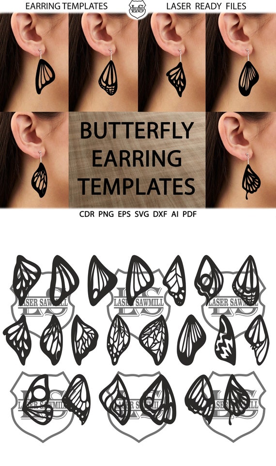 21 Earring Templates SVG DXF Templates Butterfly Wing Wood - Etsy