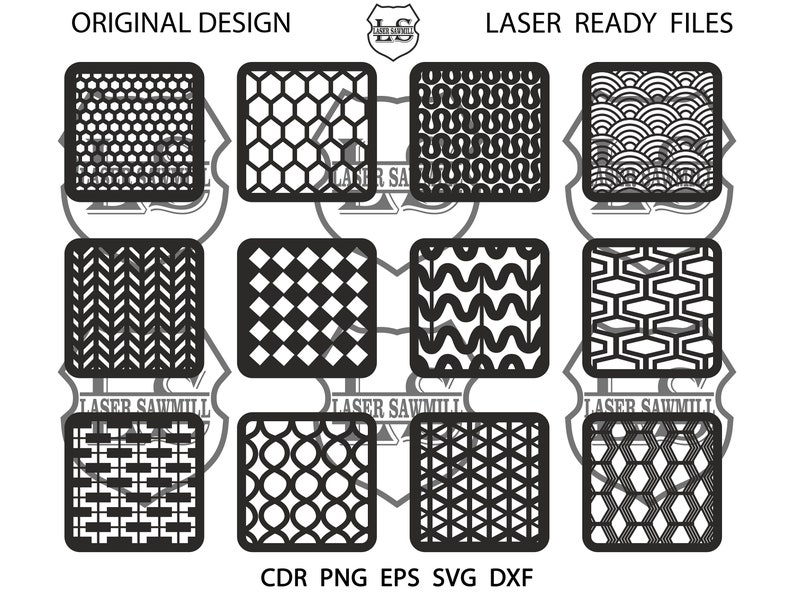 12 Square Coaster Dfx Svg Cdr Eps Coasters for Hot Laser - Etsy