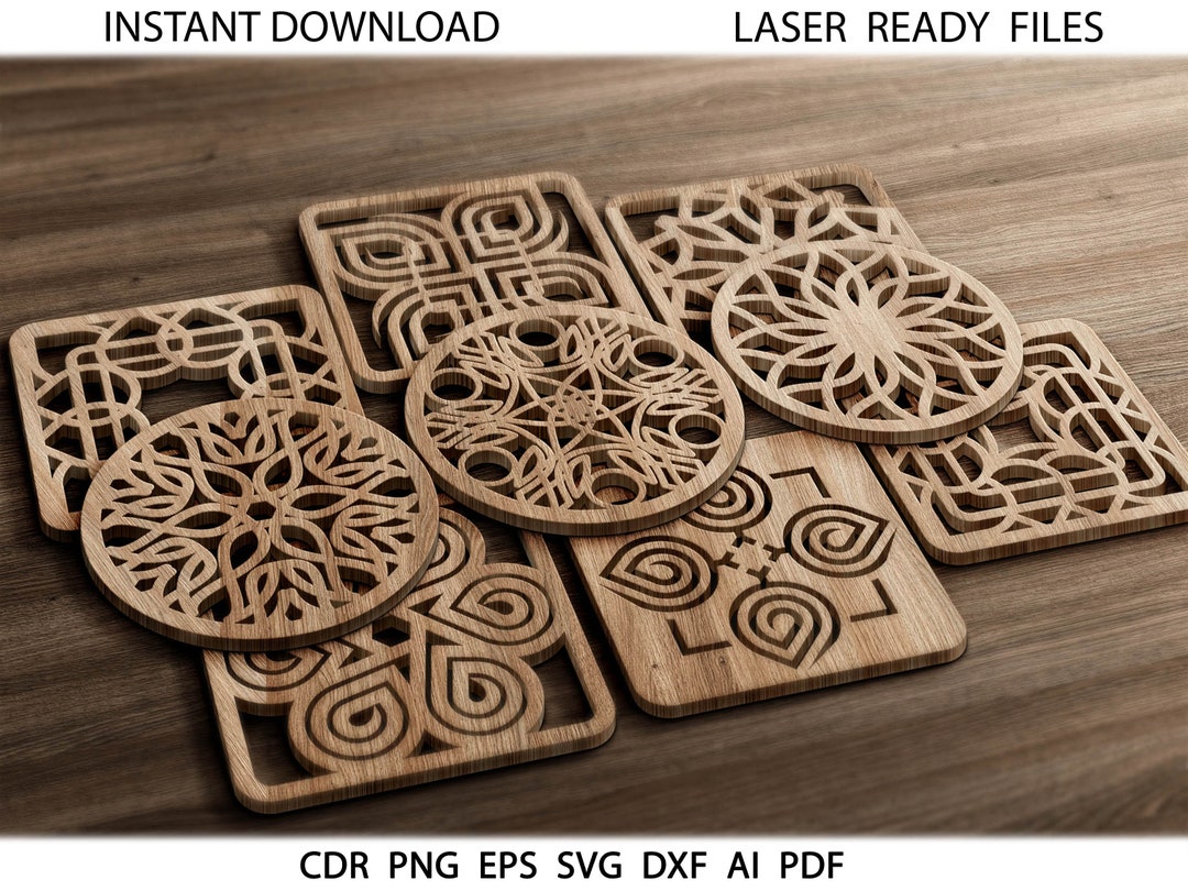 18 Square Coaster Dfx, Svg, Cdr, Eps, Coasters for Hot, Glowforge Laser ...