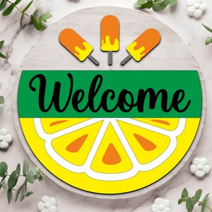 Lemon Welcome Sign, Lemon Door Hanger SVG, Lemon Welcome Sign, Lemon ...