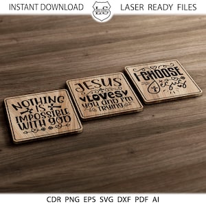 16 Christian Coasters, Religious Square Coaster Grill Trivet Templates ...