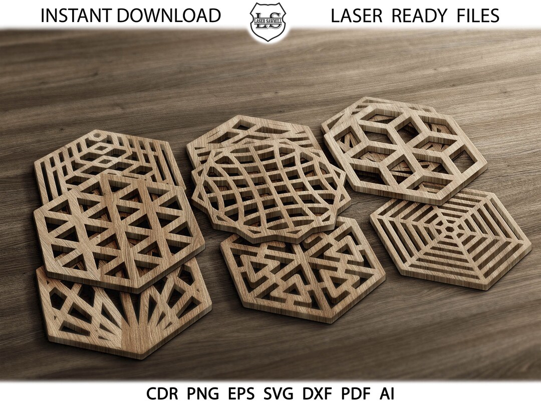 30 Geometric Coasters, Svg Panels Collection, Geometric Mandala, Square ...
