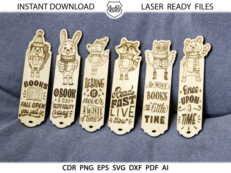 Woodland Animals Bookmarks Svg Glowforge File Laser Bookmark - Etsy