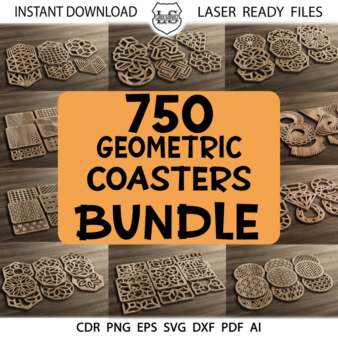 750 Coasters Bundle SVG. Glowforge Coasters SVG, Laser Cut Coasters ...