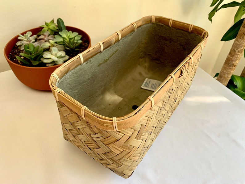 Large Bamboo Planter Box / Indoor & Outdoor Plant Basket/ Rectangle ...