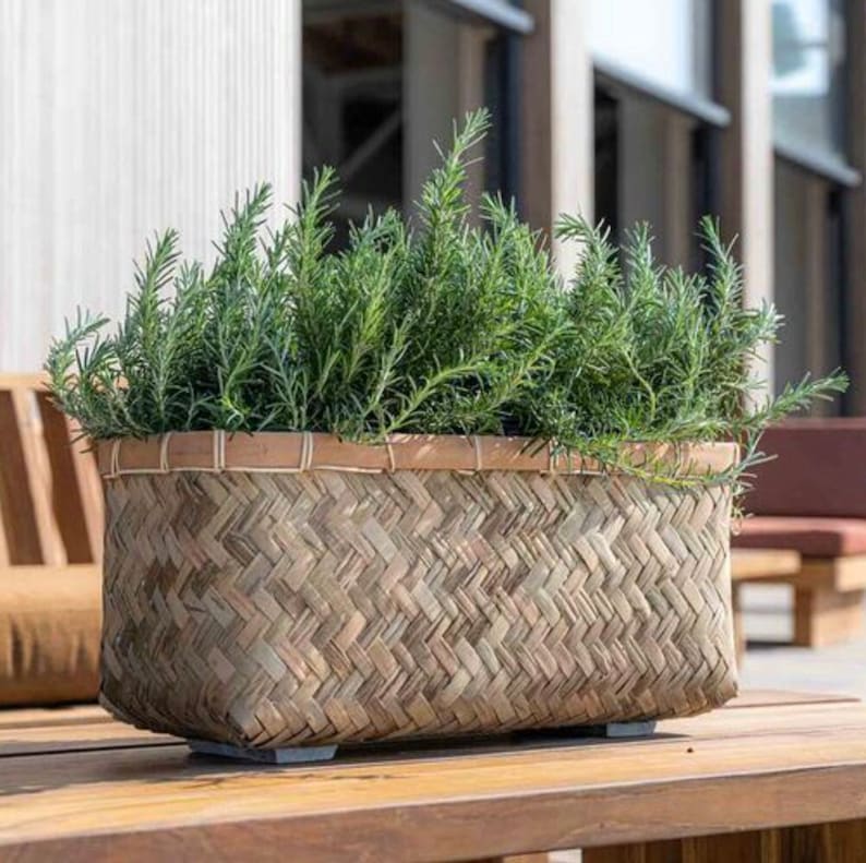 Large Bamboo Planter Box / Indoor & Outdoor Plant Basket/ Rectangle ...