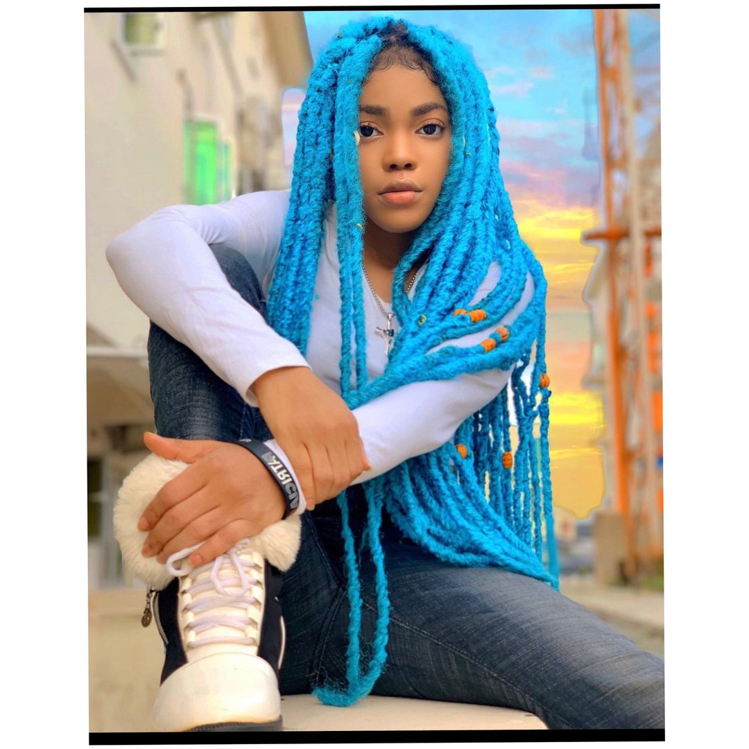 Blue Extended Locs, Wigs for Black Woken, Distress Locs, Fauxlocs ...