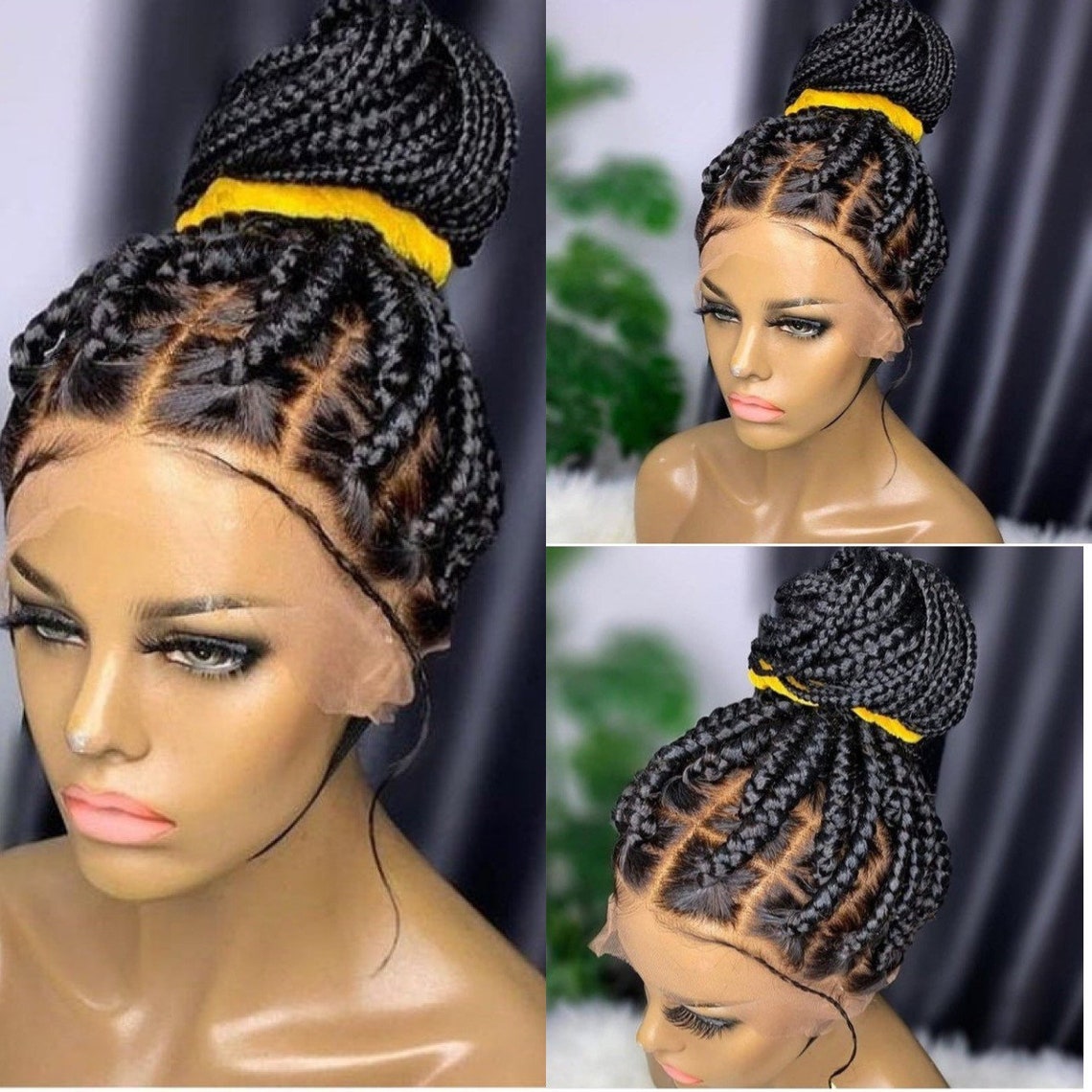 Jumbo Braid Full Lace Braided Wig Box Braid Wig Updo Hair Etsy