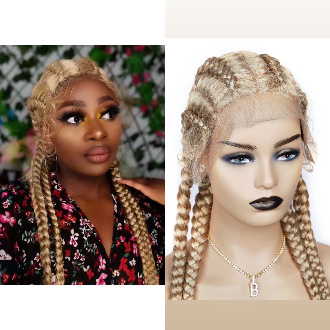 30 Inch Braided Lace Front Wigs for Black Women Glueless T27 - Etsy