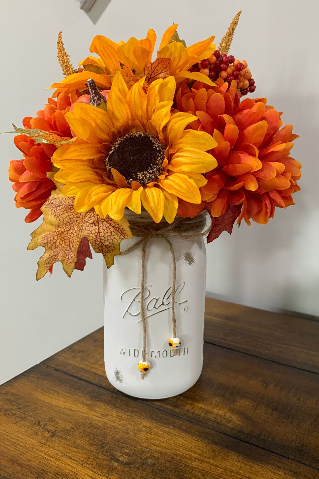 Fall Floral Arrangement: Sunflower, Mum and Pumpkin Centerpiece in ...