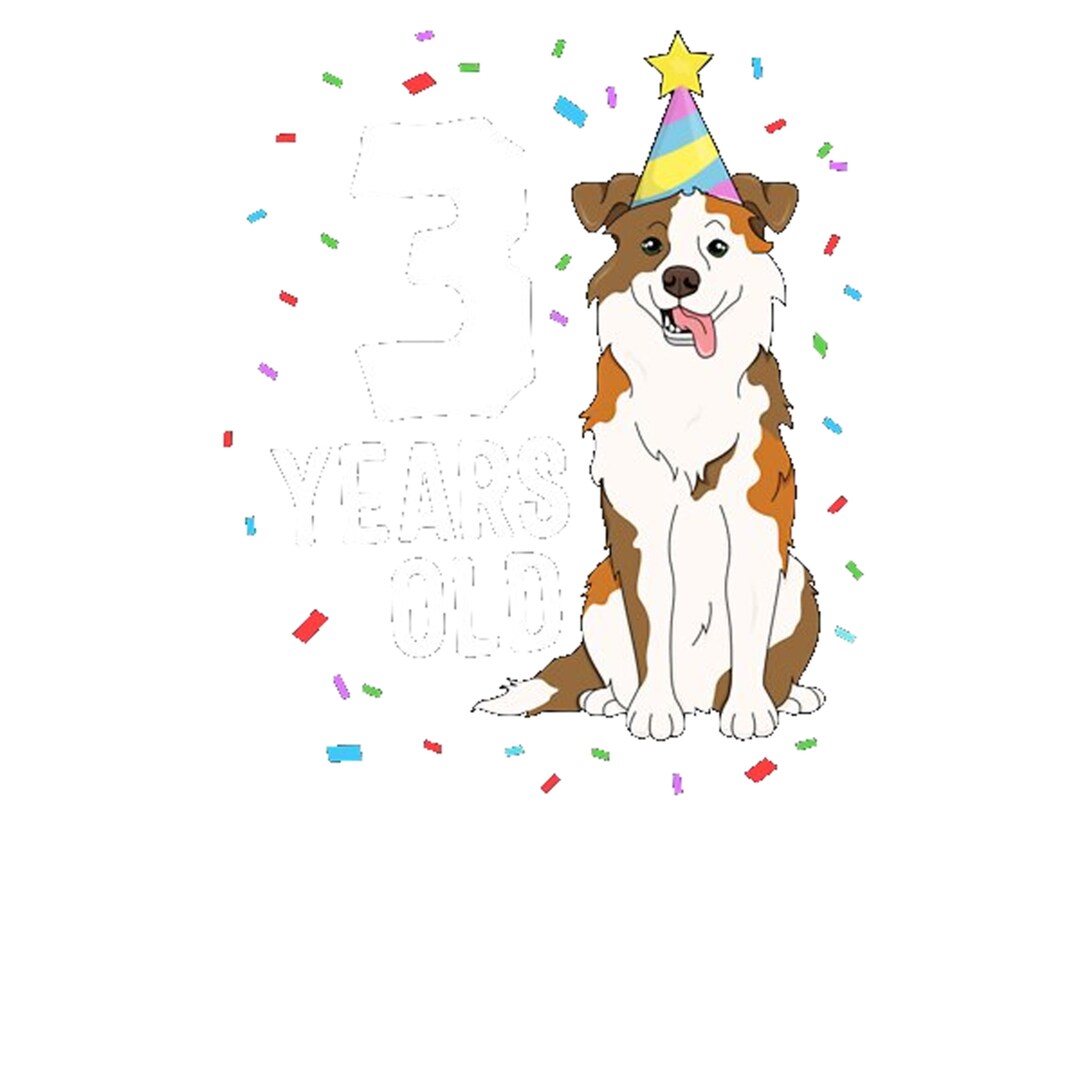 3 Years Old Party Kids Australian Shepherd Dog 3rd Birthday Png ...