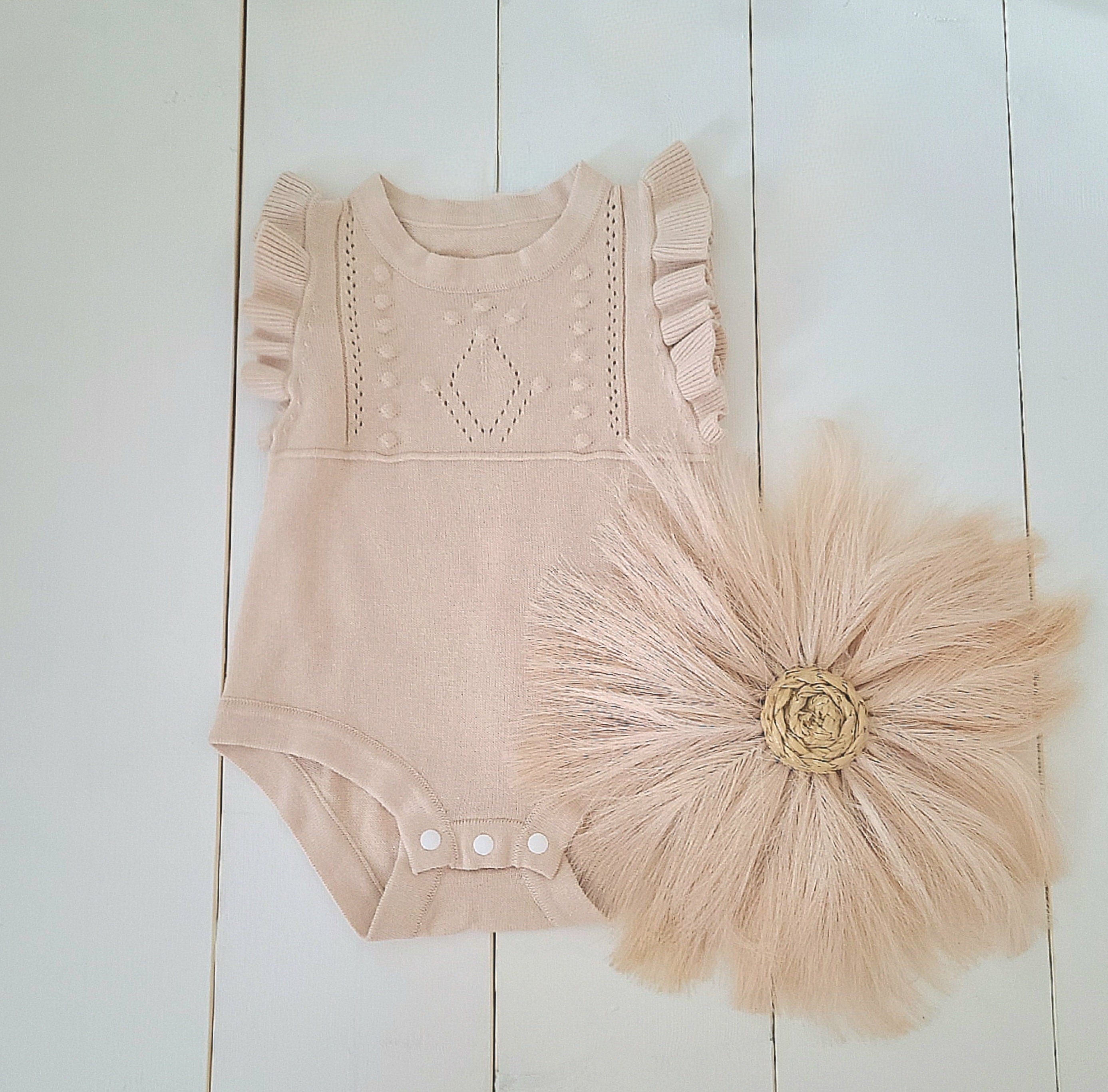 Baby Girl Sleeveless Knit Bubble Romper Ruffle Shoulder - Etsy