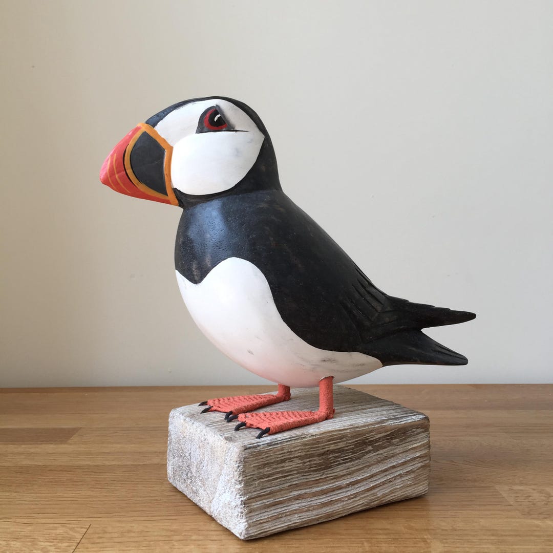 Puffin Standing Straight Wood Carving - Etsy