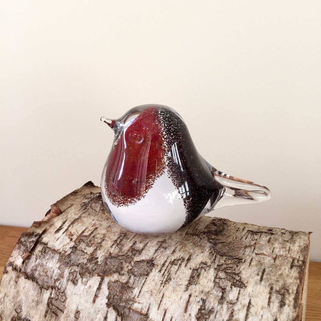 Glass Robin Bird Sculpture/paperweight Large Handmade Ornament - Etsy