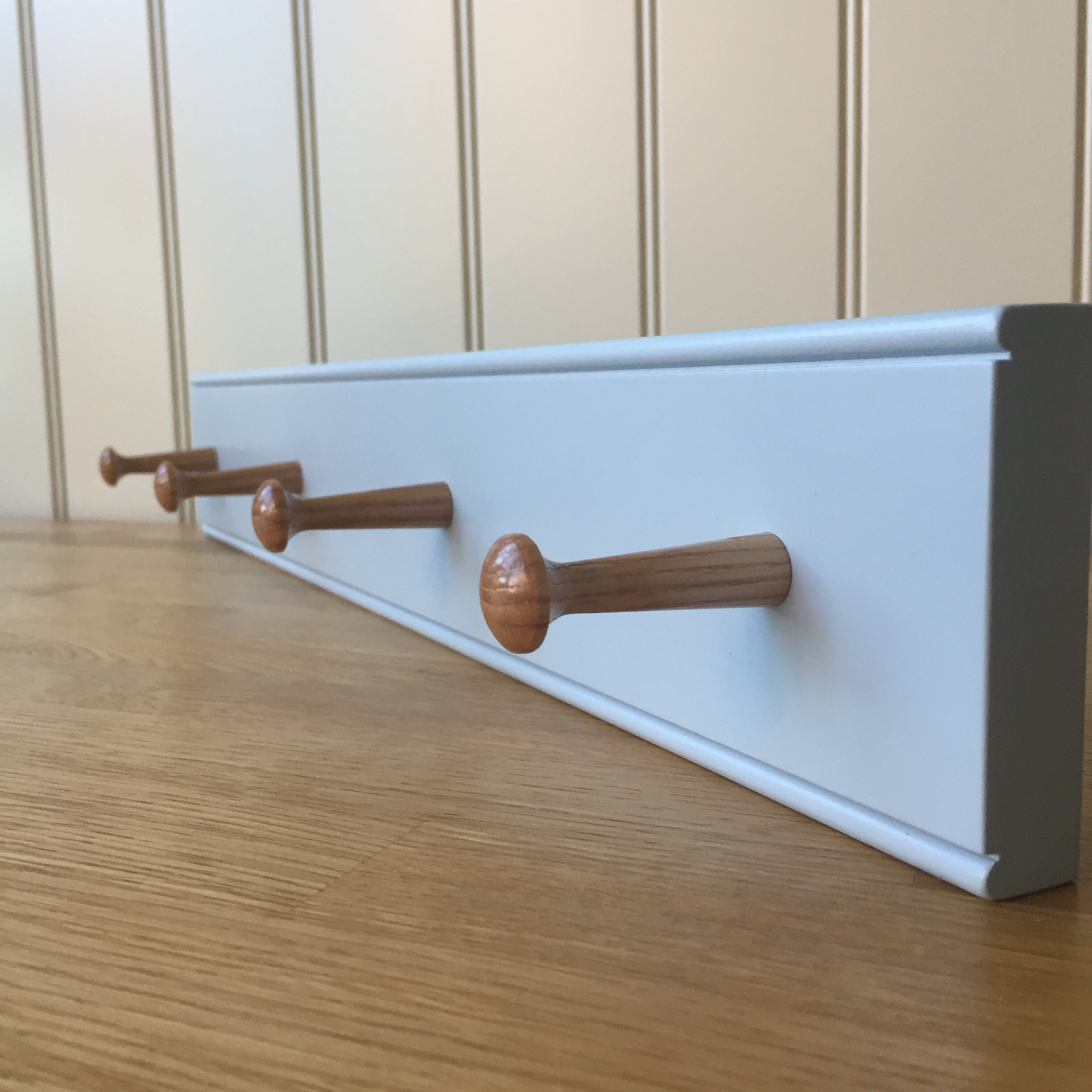 Traditional Shaker Peg Rail With 4 Oak Pegs - Parma Grey - Etsy