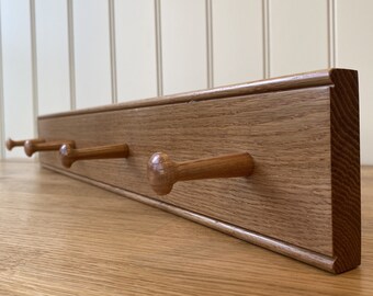 Oak Peg Rail Solid Oak Shaker Peg Key Rack Storage Rack. - Etsy UK