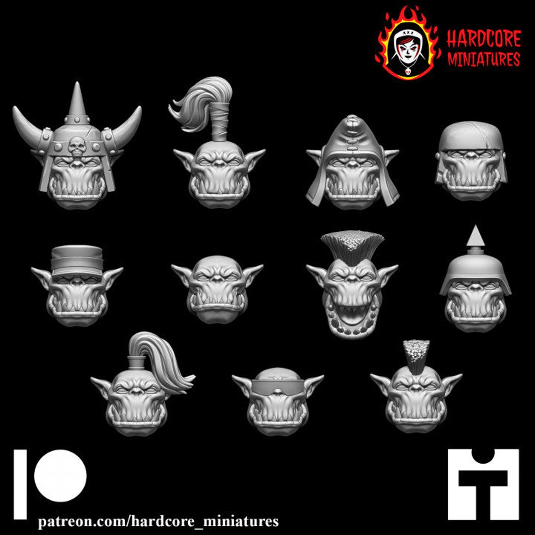 Retro Orks Head Pack | Space Orks | Hardcore Miniatures - Etsy