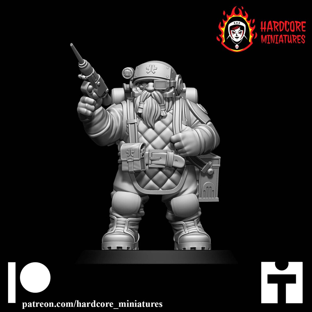 Veteran Dwarf Medic | Space Dwarves Command | Hardcore Miniatures - Etsy