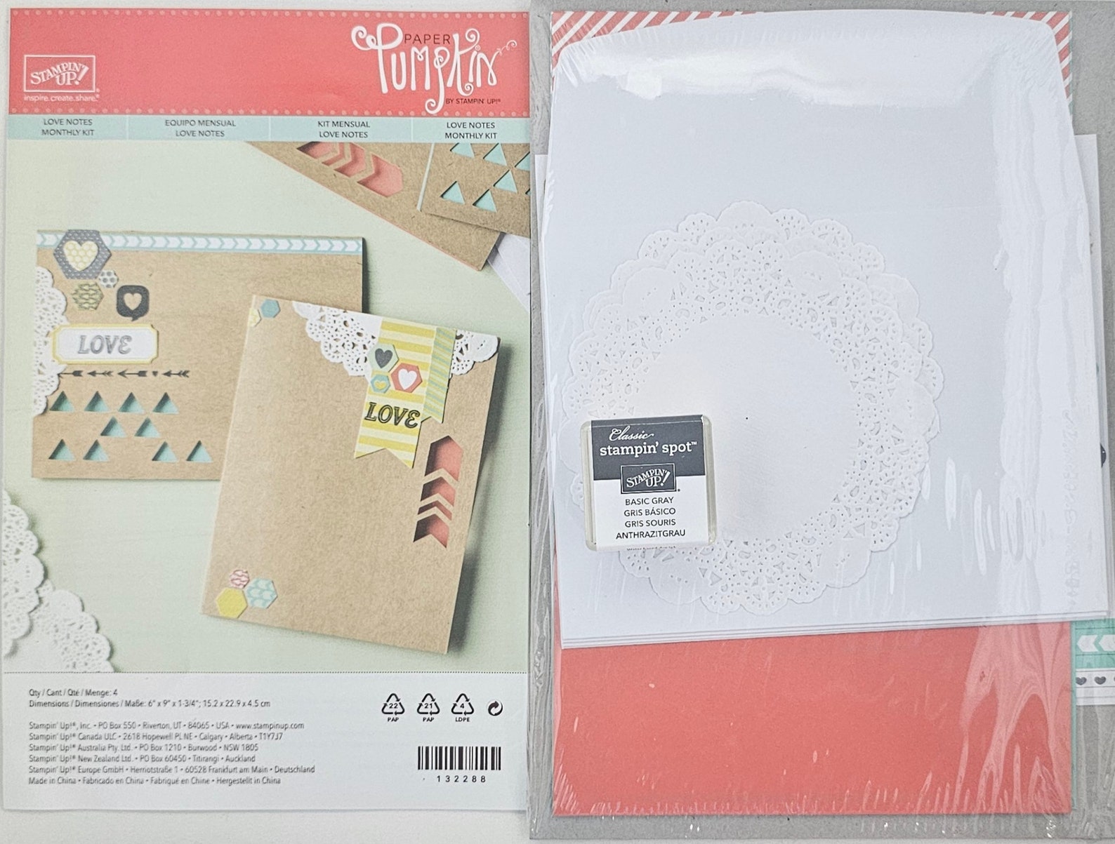 Stampin' Up! Love Notes Monthly Kit Paper Pumpkin Card Kit NEW - Etsy