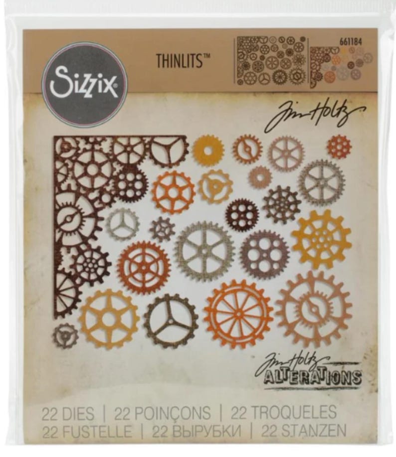 Tim Holtz Thinlits Dies Crazy Things, Gearhead, Mixed Media #1 or #5, Adorned, Prehistoric ...