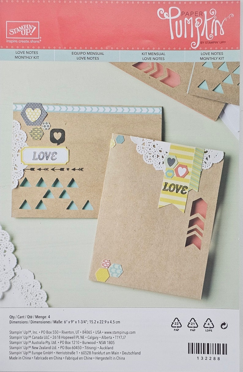 Stampin' Up! Love Notes Monthly Kit Paper Pumpkin Card Kit NEW - Etsy