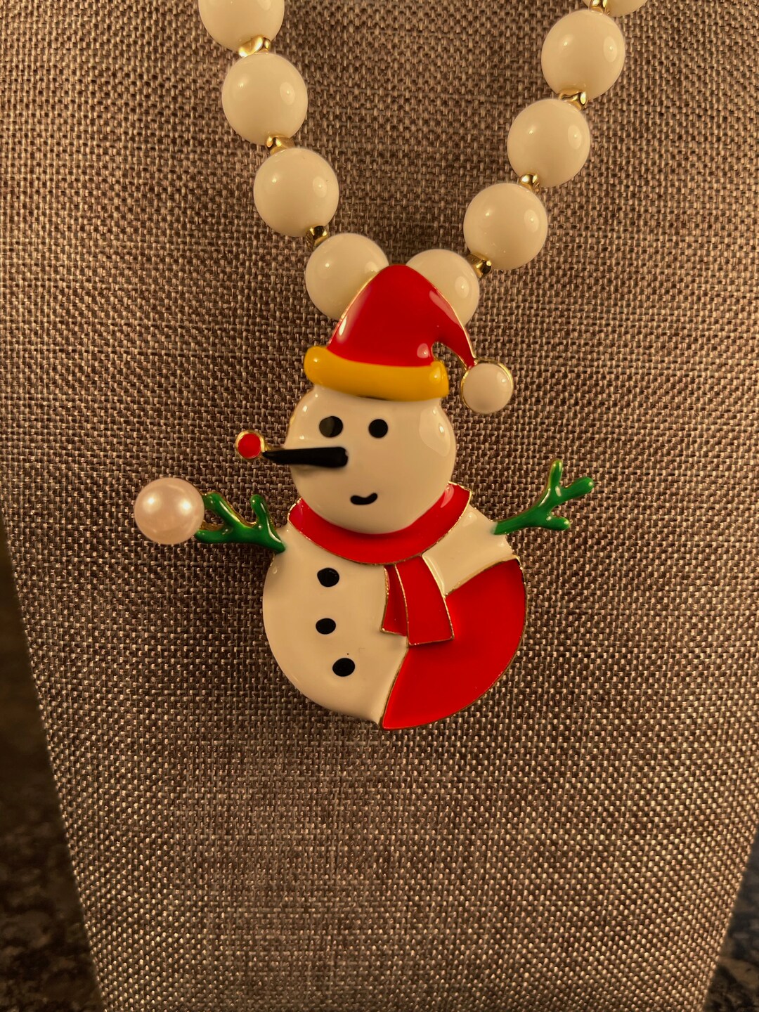 Snowman Snowball Necklace - Etsy