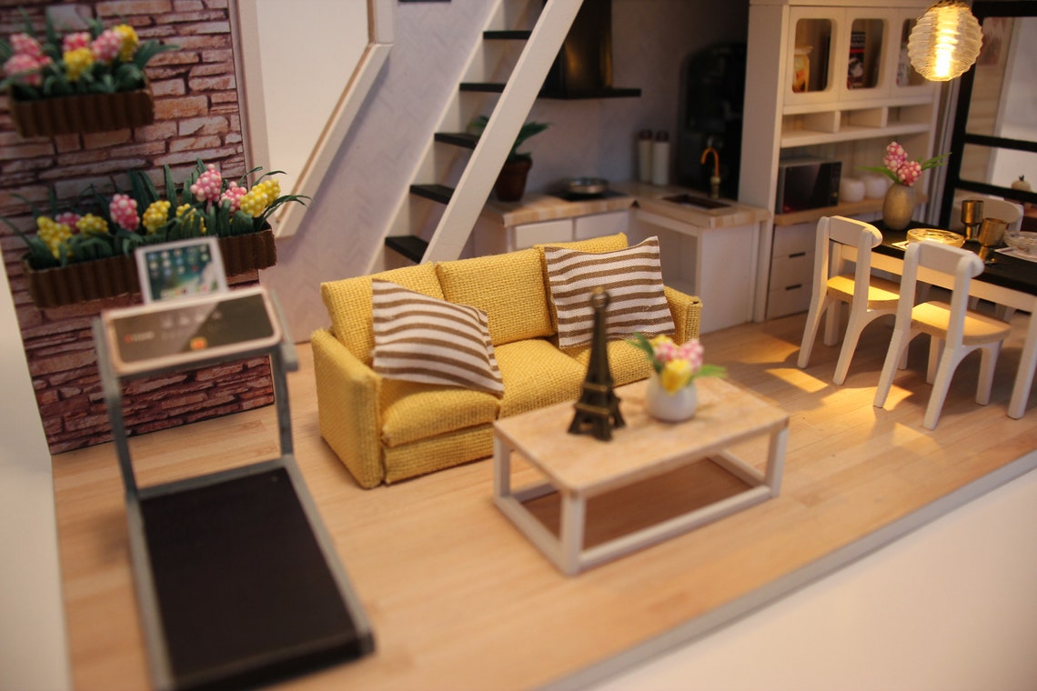 Miniature DIY Dollhouse Kit Wooden Model House DIY Craft | Etsy