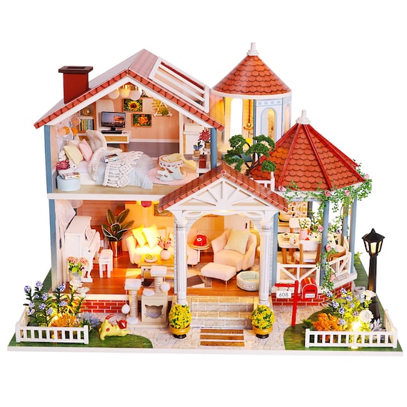 Miniature DIY Dollhouse Kit Wooden Model House With Music - Etsy