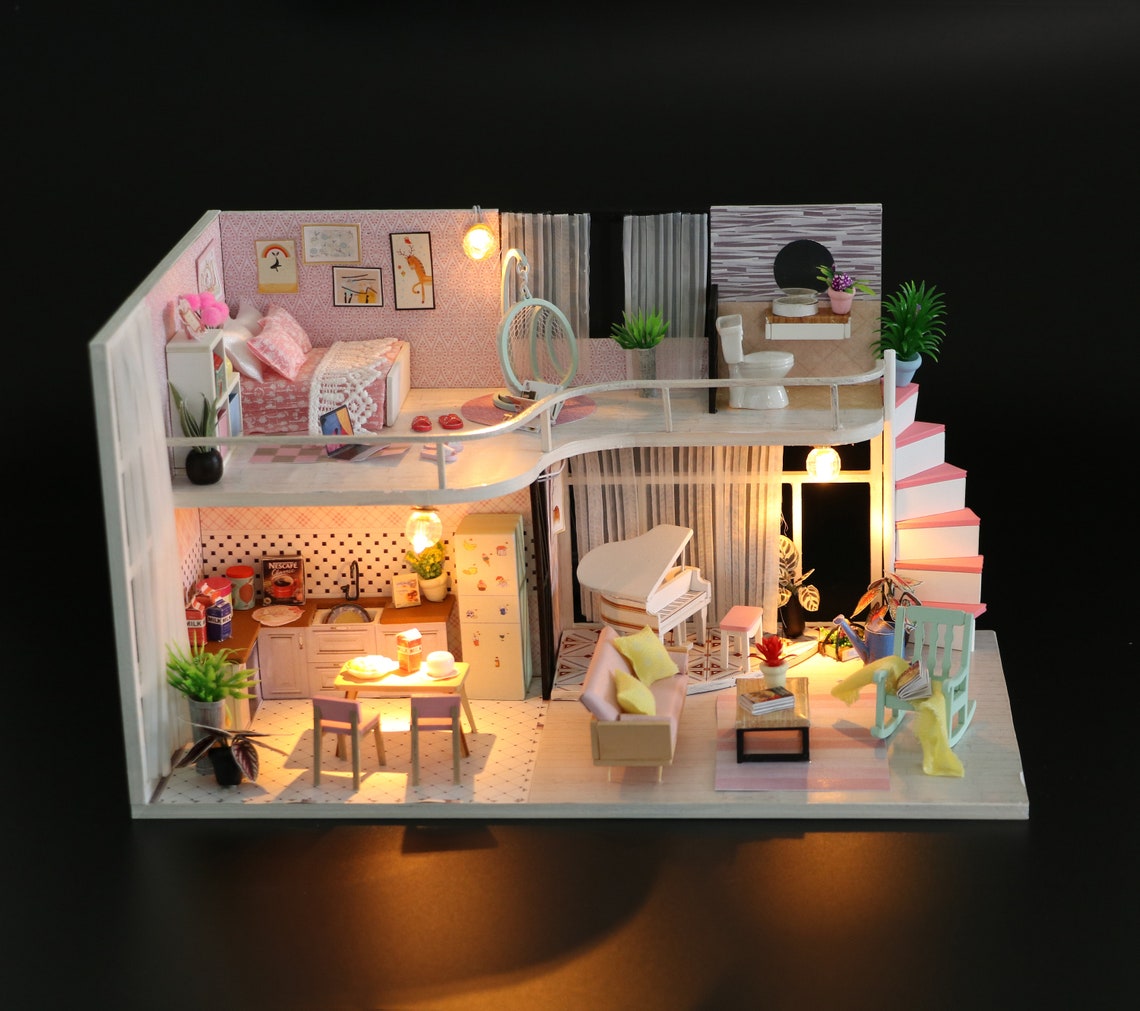 Miniature DIY Dollhouse Kit Wooden Model House DIY Craft - Etsy