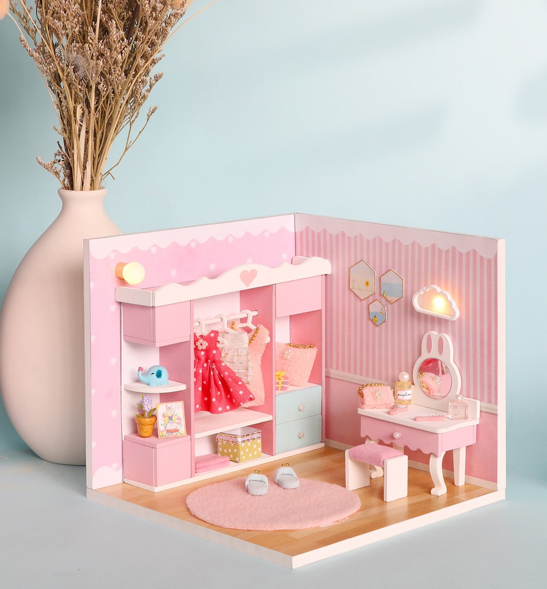 DIY Miniature Collectible DIY Dollhouse Kit, With LED Lights and Dust ...