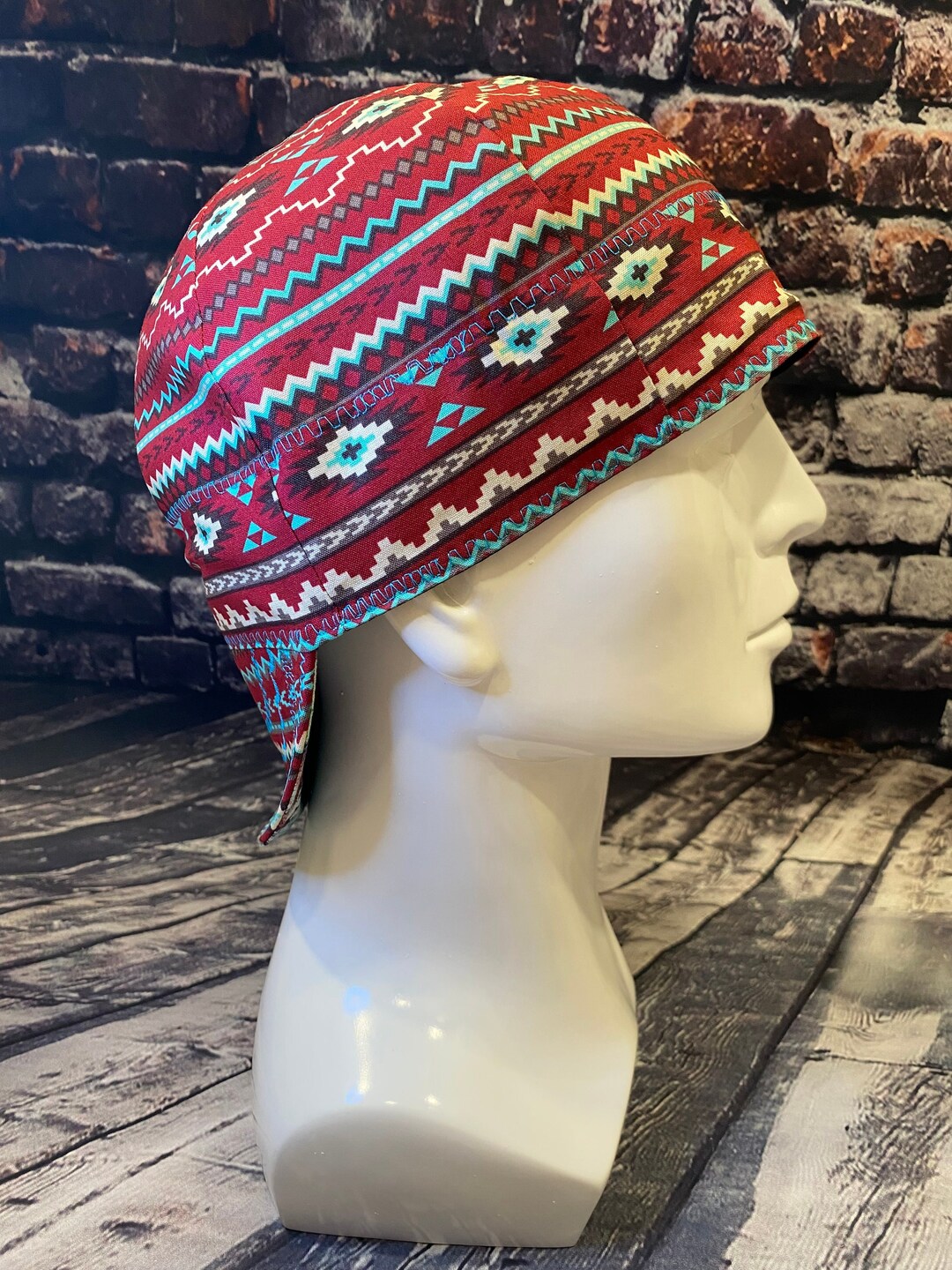 Red Aztec Welding Cap - Etsy