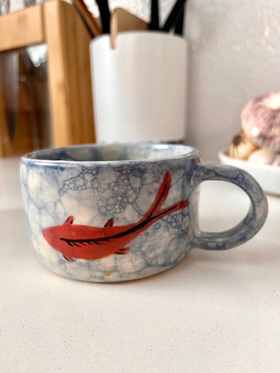 Bubble Underglaze Ocean Fish Mug - Handmade, Handpainted Ceramic Cup - Etsy