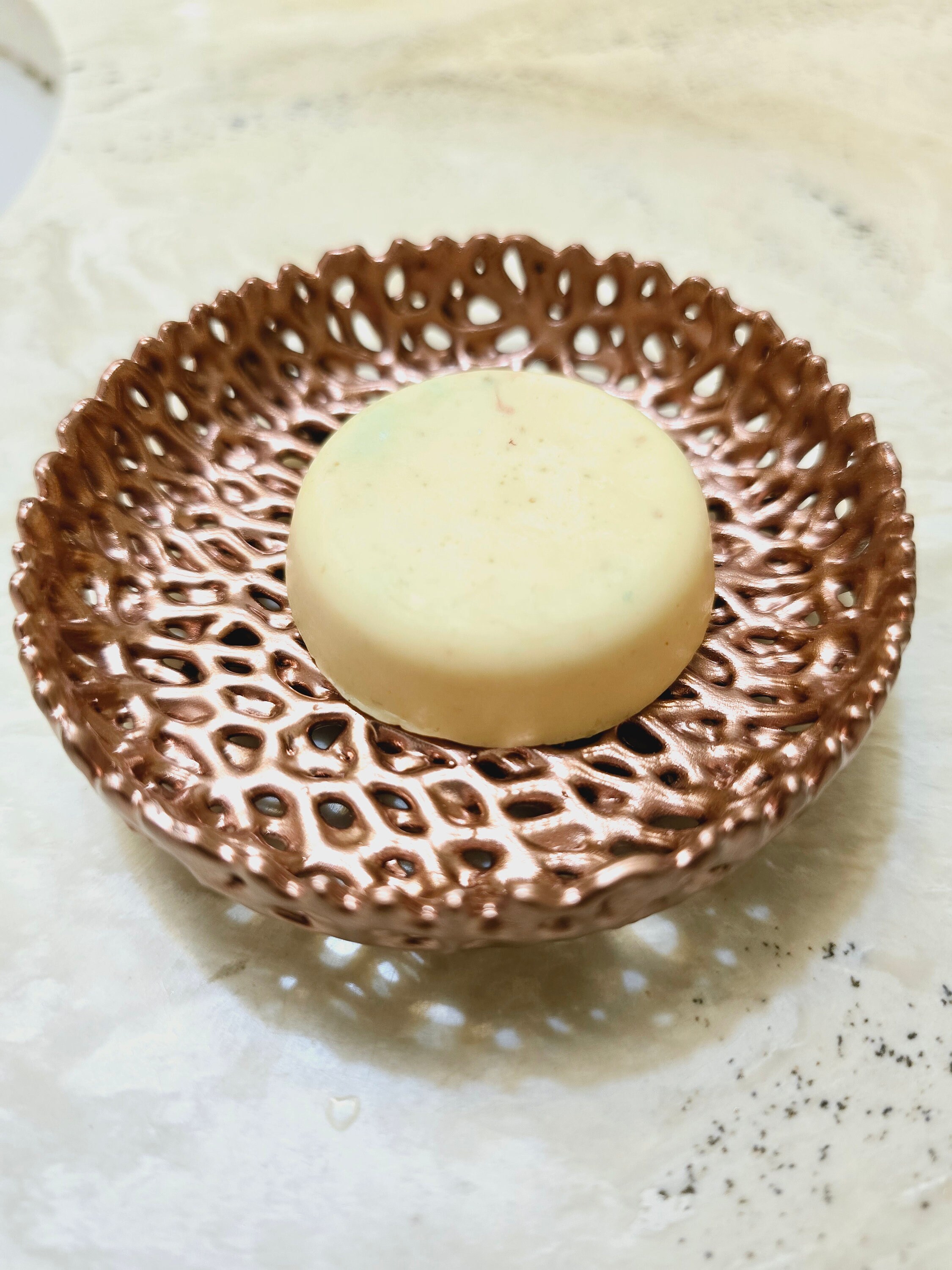 Round SOAP Holder METALLIC Colors Gold Silver Copper Hammered Iron ...