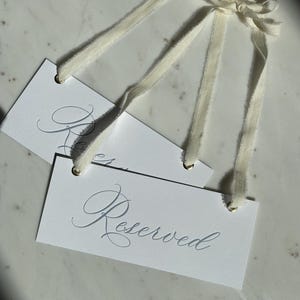 Letterpress Reserved Sign for Wedding or Special Event - Blue - Ribbon ...