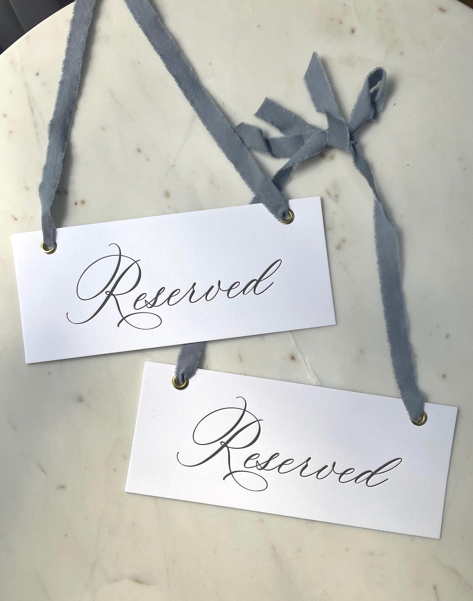 Letterpress Reserved Sign for Wedding or Special Event - Ribbon Not ...