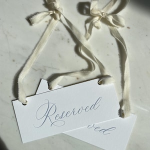 Letterpress Reserved Sign for Wedding or Special Event - Blue - Ribbon ...