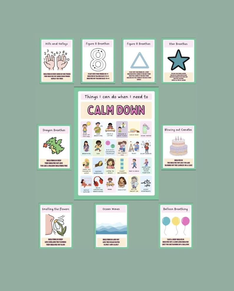 Calming Strategies Posters for Kids | Breathing & Coping Skills Wall ...