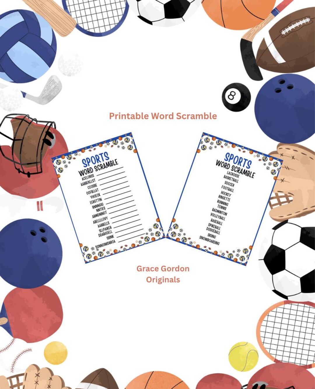 Sports Word Scramble Printable Game | Kids Team Party Activity - Etsy