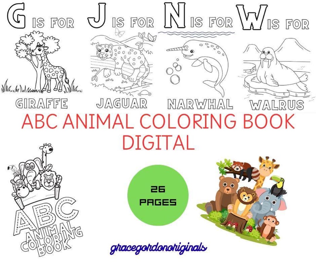 Animal ABC Coloring Book | Digital Download & Printable Alphabet ...