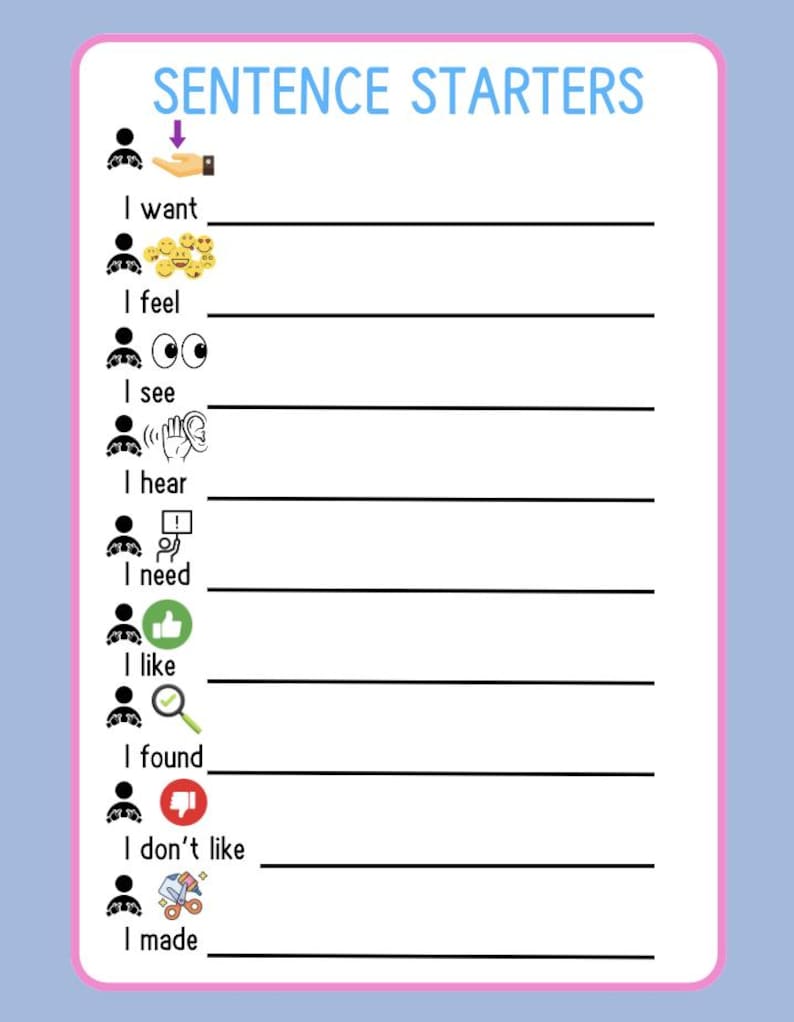 Printable Sentence Starters Strips PDF | Writing Prompts for Kids ...