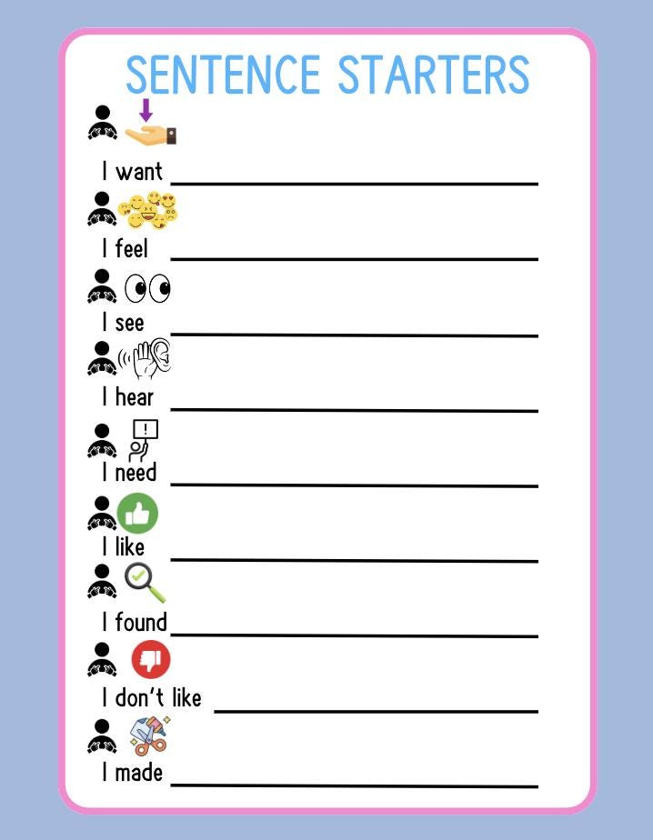 Printable Sentence Starters Strips PDF | Writing Prompts for Kids ...