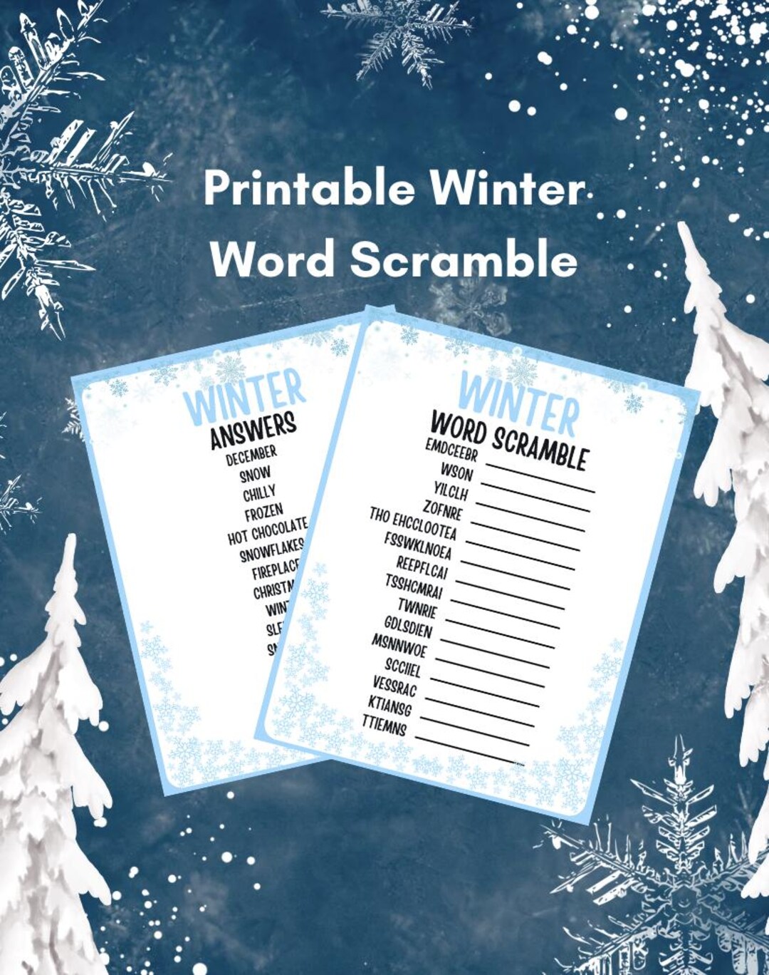 Winter Word Scramble Printable: Fun Activity for Kids - Etsy