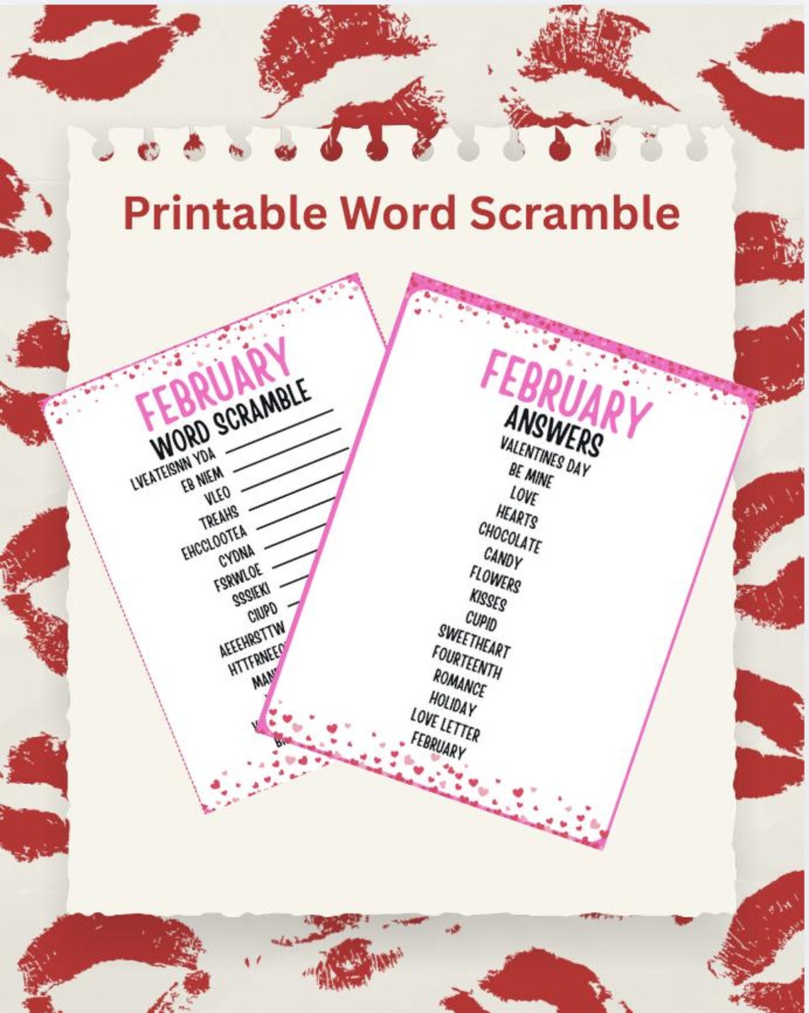 February Word Scramble Printable | Valentine’s Day | 15 Words ...
