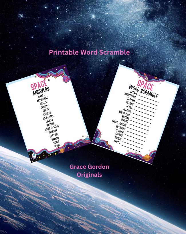 Space Word Scramble Printable Game | Solar System Activity - Etsy